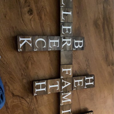 Personalized Wooden Scrabble Family Name Tiles Wall Decor connected or ...