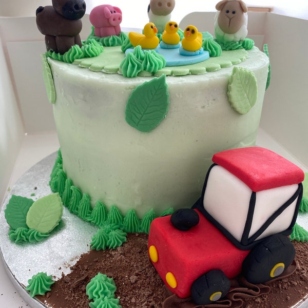 Handmade Edible Tractor, Farm Animals, Cake Topper, Birthday, - Etsy UK