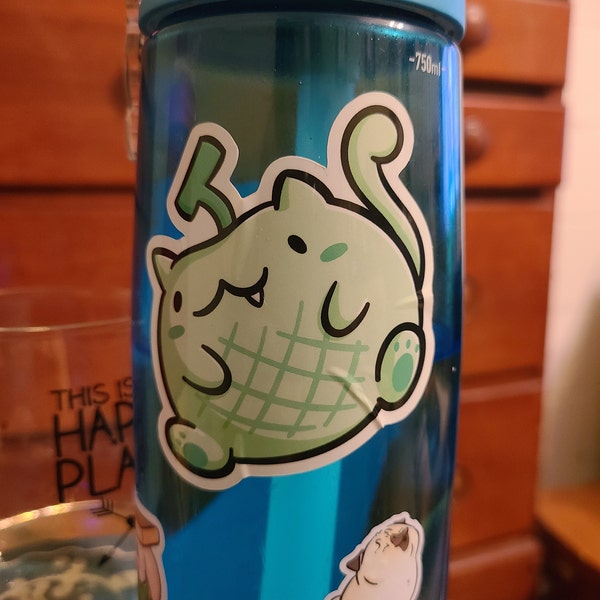 Melon Cat Vinyl Sticker | Waterproof Sticker | Japanese Melon ...