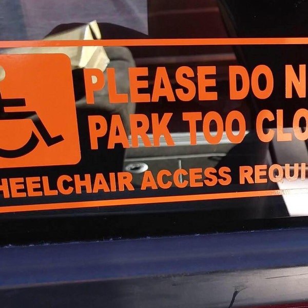 WHEELCHAIR ACCESS REQUIRED Car Sticker Decal Window Door Disabled Blue ...