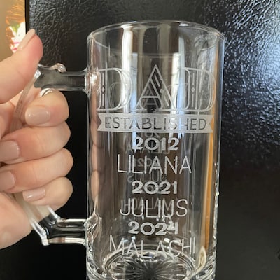 Personalized Dad Beer Mug With dad Established Engraving - Etsy