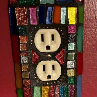 Mosaic Light Switch Covers ROCKER Stained Glass Ceramic Mosaic - Etsy