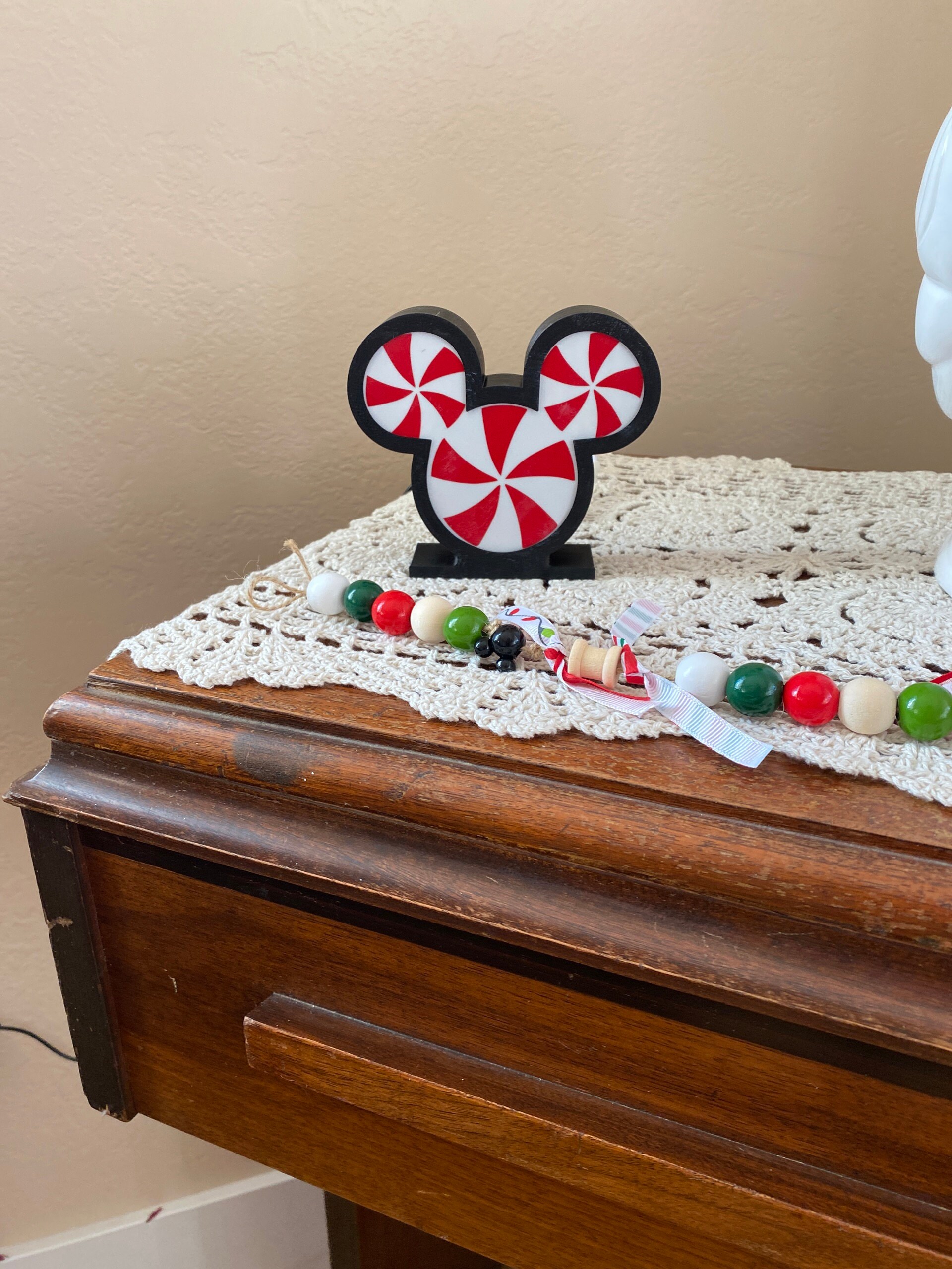 LED Mickey & Minnie Mouse Christmas Shelf Decoration Mickey | Etsy