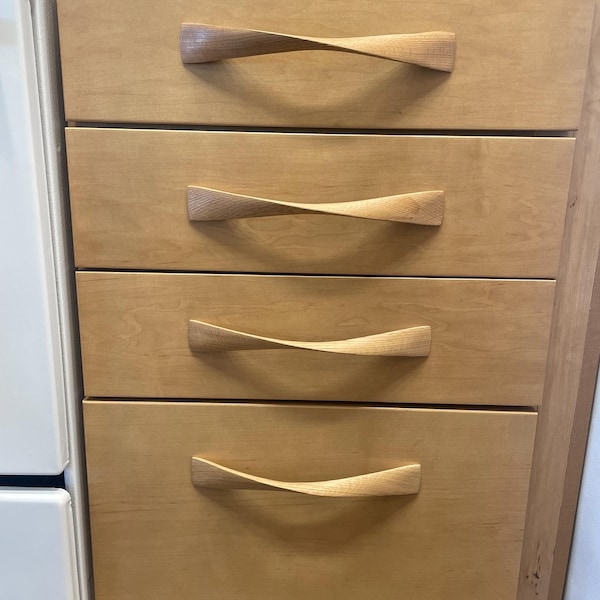 Twisted Oak Wood Drawer Handles, Minimalist Handle Modern Cabinet Pulls ...