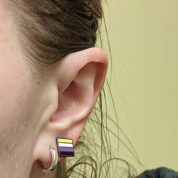 Mini Non-binary Flag Pin LGBT Pride Badge Stud Trans Transgender Enby ... Mini Non-binary Flag Pin LGBT Pride Badge Stud Trans Transgender Enby ...