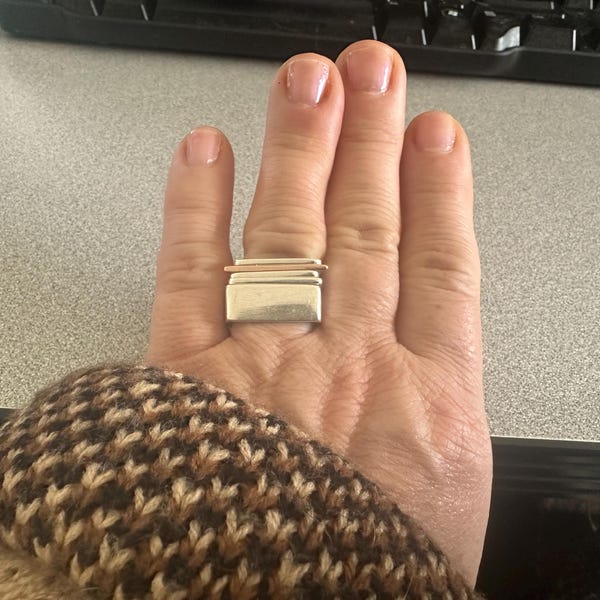 Gold and Silver Ring, 14k Gold, Thin Band With Gold, 2 Tone Ring ...