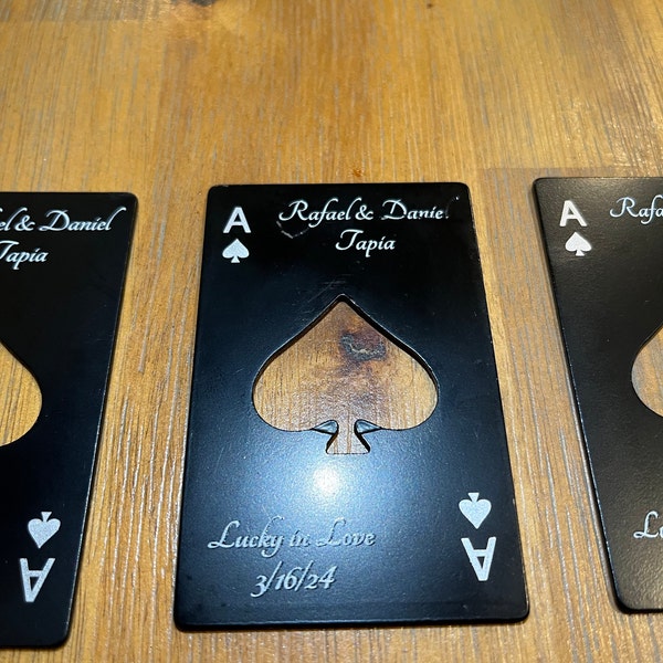 Personalized Wedding Favor Playing Card Bottle Opener, Ace Credit Card ...