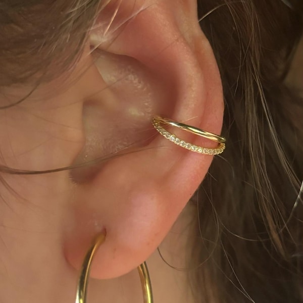 Paved Double Clicker Hoops, Nose Ring, Conch Hoop, Hoop Earring, 16G ...