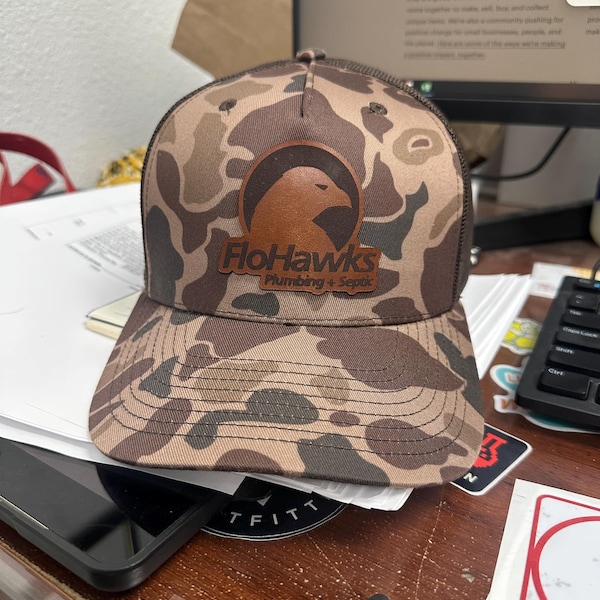 Richardson 112 PFP Custom Leather Patch Hat, Duck Camo, Printed Five ...