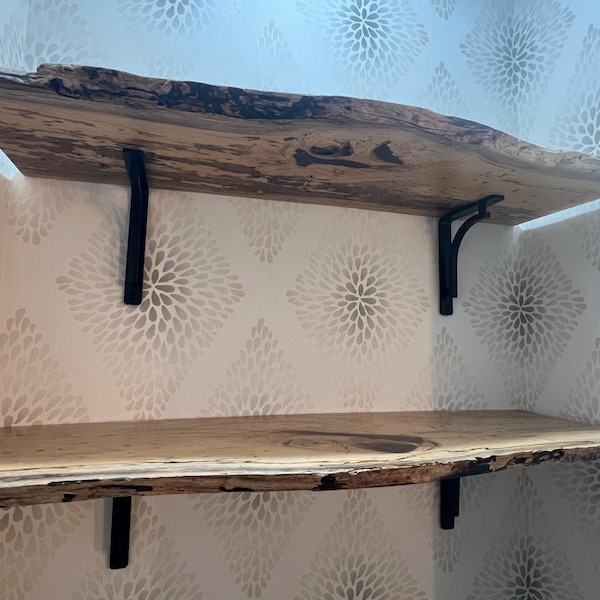 Heavy Duty White Metal Tree Branch Shelf Bracket, Rustic Steel Shelf ...