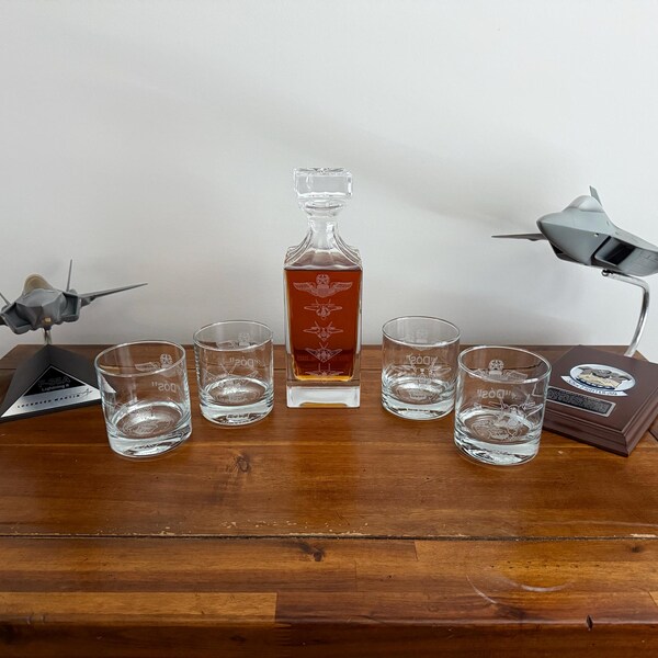 Custom USAF Decanter Set, Custom Whiskey Decanter Set, Personalized ...