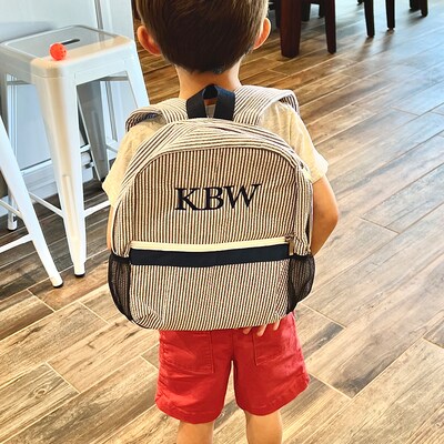 Personalized Baby Backpacks Monogrammed Toddler Backpacks Seersucker ...