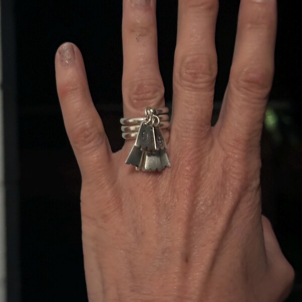 Dangling Ring With Charms, Yellow 14K Gold Plated Sterling Silver ...