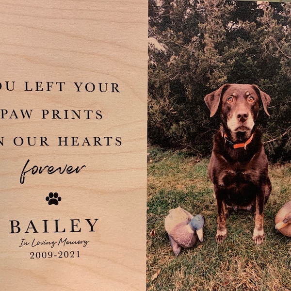 Dog Memorial Grief Gift, in Memory of Dog Quote and Photo on Wood ...