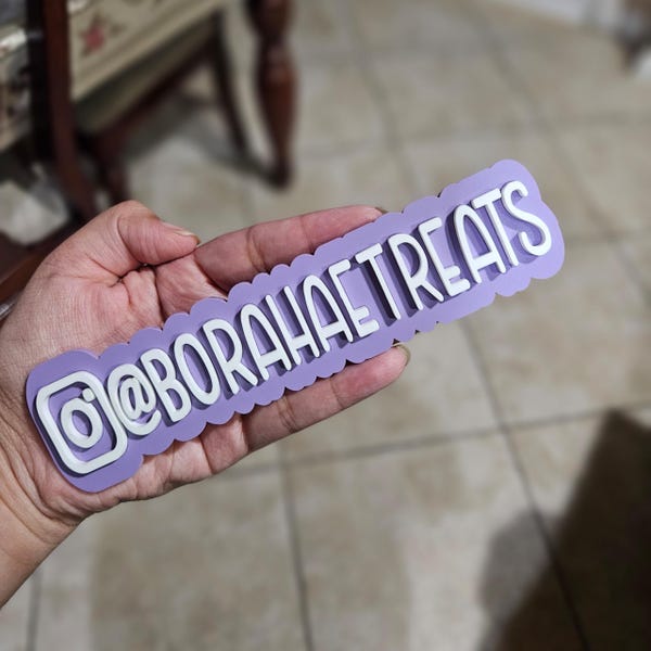 Acrylic Business Sign Bubble Shape With Stand Instagram Tag Business ...