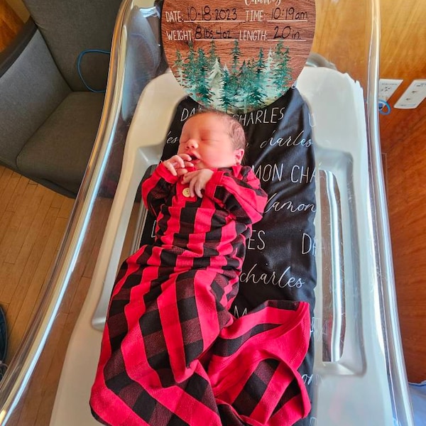 Forest Birth Stat Sign, Birth Stat Sign, Round Wood Birth Stat Sign ...