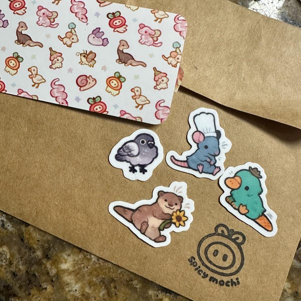 Little Chef and Secret Agent Mini Sticker Set of 2 / Cute Animal Vinyl ...