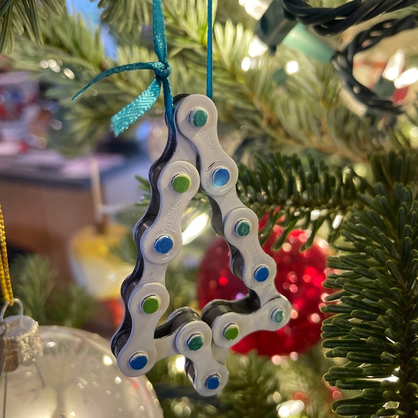 Bicycle Chain Christmas Tree Ornament, Recycled Handmade Cyclist Gift ...