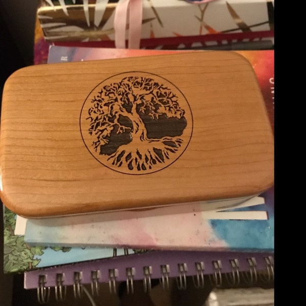 Wooden Box With Tree of Life Engraved on Cherry in Our Treasure Box ...