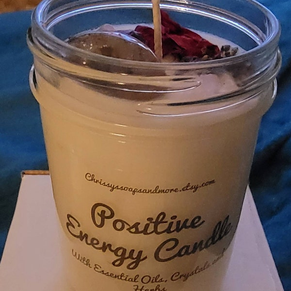 Positive Energy Candle 8oz - Crystal Candle - Aromatherapy Candle ...