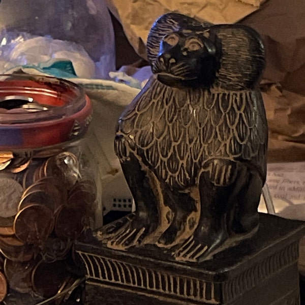 Statue of Thoth Baboon Seated Monkey (moon God Thoth) and Wisdom ...