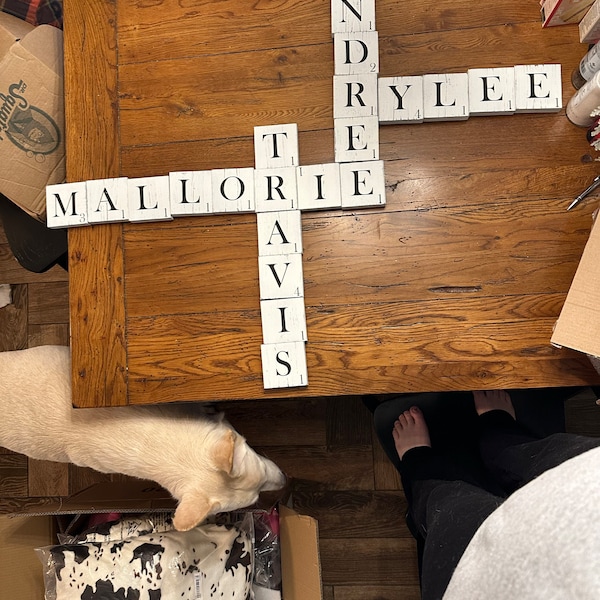 White Distressed Scrabble Wall Tiles, Farmhouse Scrabble Letters ...