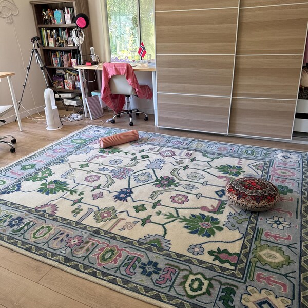 RUNNER OUSHAK Hallway Runner, Light Blue Green Oushak Rug Living Room ...