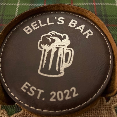 Personalized Bar Coasters, Set of 6 Coasters With Bar Name and Beer Mug ...