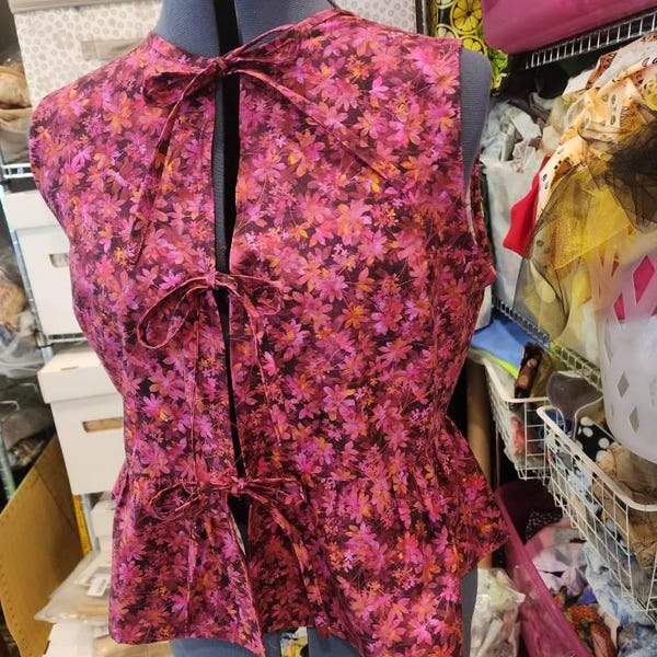 Top Sewing Pattern | Ties Front Top With Frilled Hem | Open Front Top ...