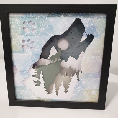 Wolf Shadow Box Files, Paper Cut Light Box Template Files, Shadow Box ...
