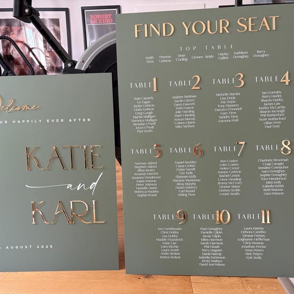 Seating Plan 60x90cm ( up to 15 Tables ), Seating Chart, Acrylic ...