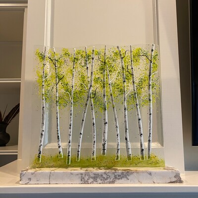 Aspen Grove Round Fused Glass Panel - Etsy