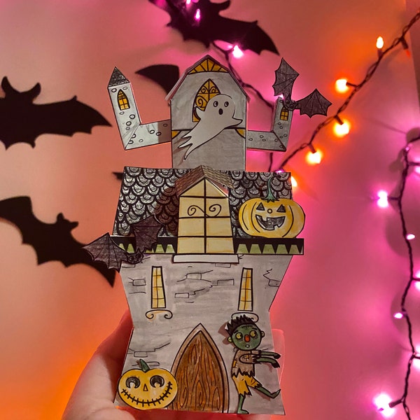 Haunted House Paper Craft Activity, Instant Download, Halloween ...