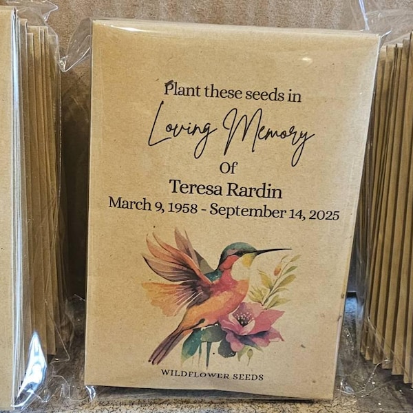 In Loving Memory Wildflower Seed Packet, Memorial Favor, Funeral Packet ...