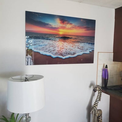 Sunset Water Waves Tempered Glass Wall Art, Glass Poster, Modern Wall ...