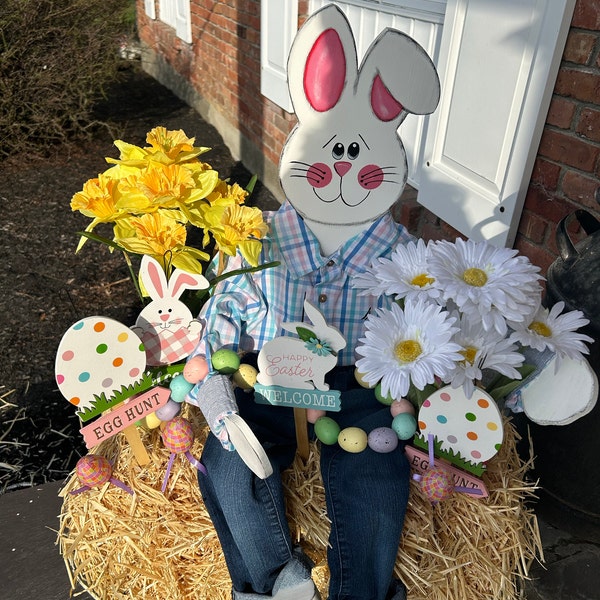 Wooden Rabbit, Porch Sitter, Spring Decorations, Spring Home Decor ...