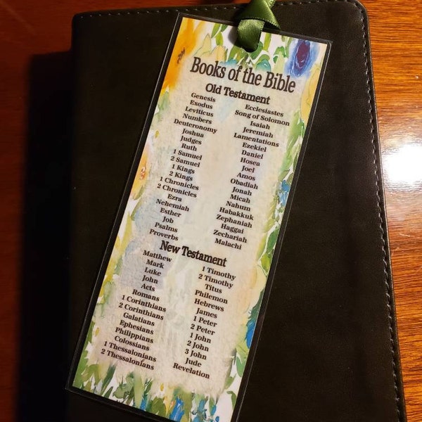 Books of the Bible Bookmark, Red, Yellow and Green Floral, Version One ...