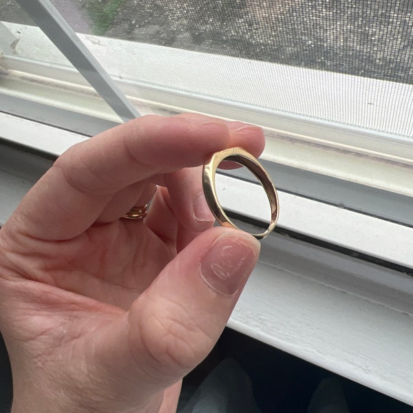 14K Gold Simple Rectangle Ring, Personalized Rectangle Ring, Custom ...