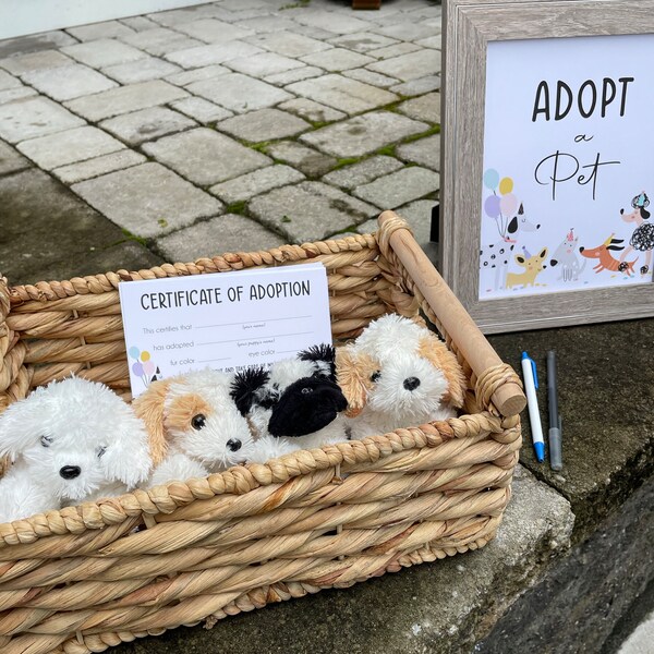 Adopt a Pet Birthday Sign Table Decor Dog Birthday Party Pink Girl ...