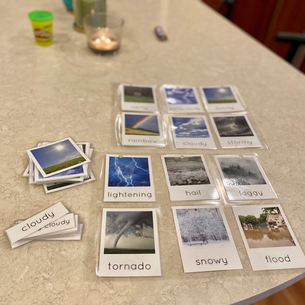 Montessori Weather 3 Part Cards Vocabulary Nomenclature 12 Weather ...