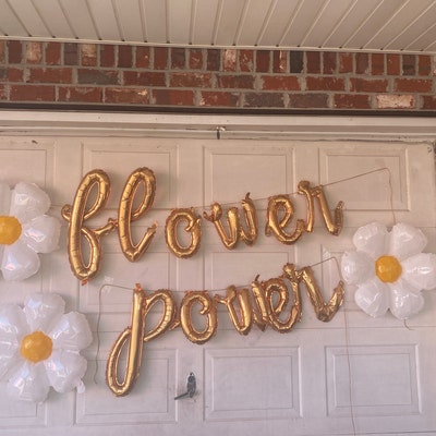 FLOWER POWER Balloon Banner Script Letter Balloons Flower - Etsy