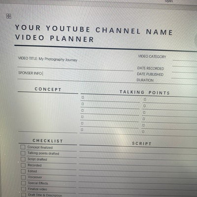 Youtube Planner, Video Planner, Social Media Content Calendar, EDITABLE ...
