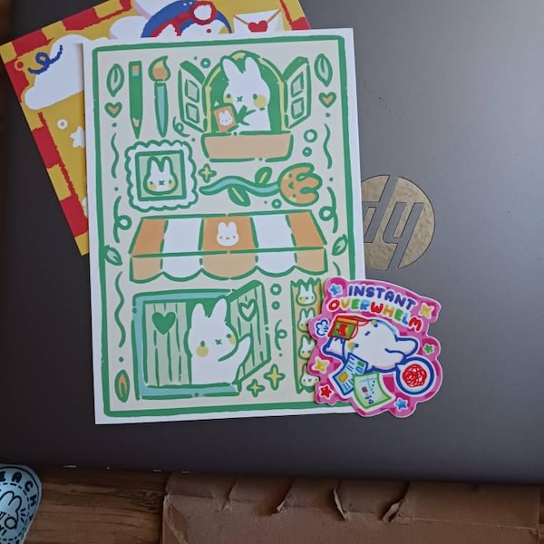 Moofy Bunny Print, Kawaii Rabbit Art - Etsy