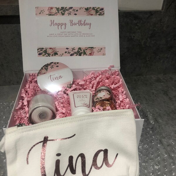 Happy Birthday Gift Box Filled, Rose Gold Best Friend Gift Box, Beauty ...