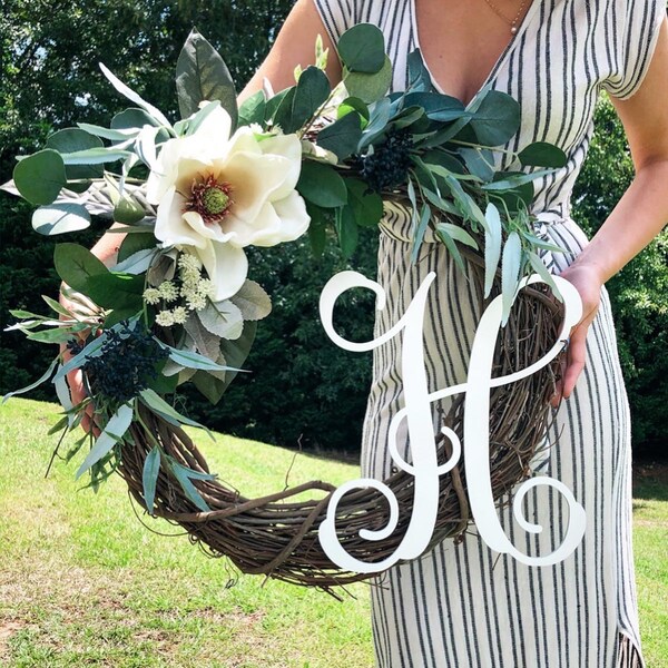 Unpainted Single Letter - Vine Script Font - Wooden Letter - Wood ...