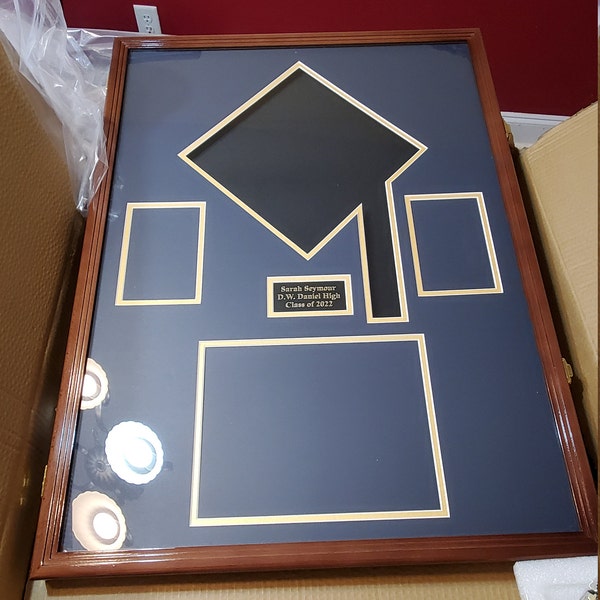 Custom Graduation Diploma Frame Tassel Photo Cap Engraving Display Case ...