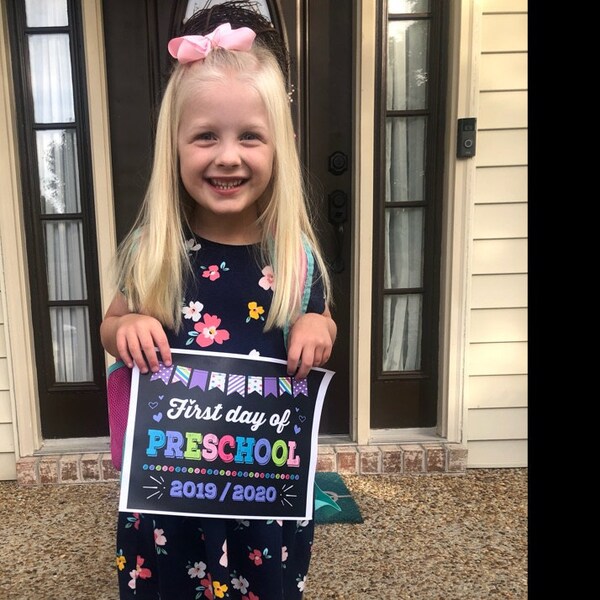 First Day of Preschool Sign INSTANT DOWNLOAD PRINTABLE, Girl First Day ...