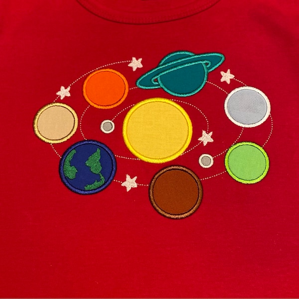 SOLAR SYSTEM APPLIQUE - Machine Embroidery - Applique Design - Instant ...