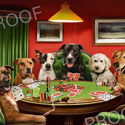 Custom Pet Portrait, Dogs Playing Poker, Custom Multi Pet Portrait ...