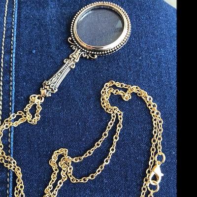 Vintage Style Magnifying Glass Pendant Necklace Victorian Style Ornate ...